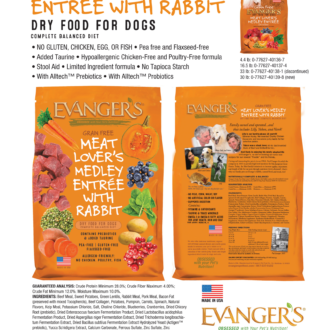 Grain-Free Meat Lover’s Medley with Rabbit Dry Food 4.4 lb – Evanger's ...